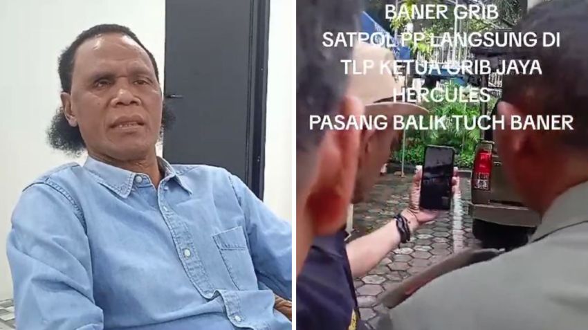 Viral! Hercules Murka Satpol PP Copot Spanduk GRIB Jaya, Netizen: Pemerintah Takut Preman?